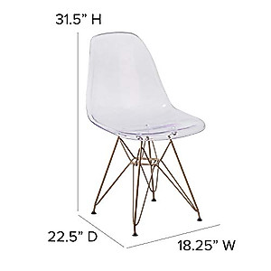 Flash Furniture Elon Series Ghost Chair with Gold Metal Base