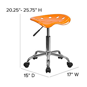 Flash Furniture Taylor Vibrant Orange Tractor Seat and Chrome Stool