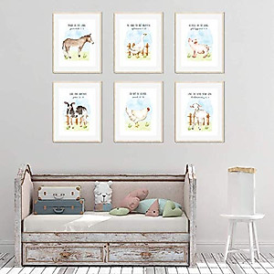 Andaz Press Farm Animals Theme Nursery Kids Bedroom Hanging Wall Art Decor, 8.5x11-inch, Watercolor Sky, Bible Christian Verses, Cow Duck Chicken Pig Lamb Sheep, 6-Pack, Unframed Room Poster