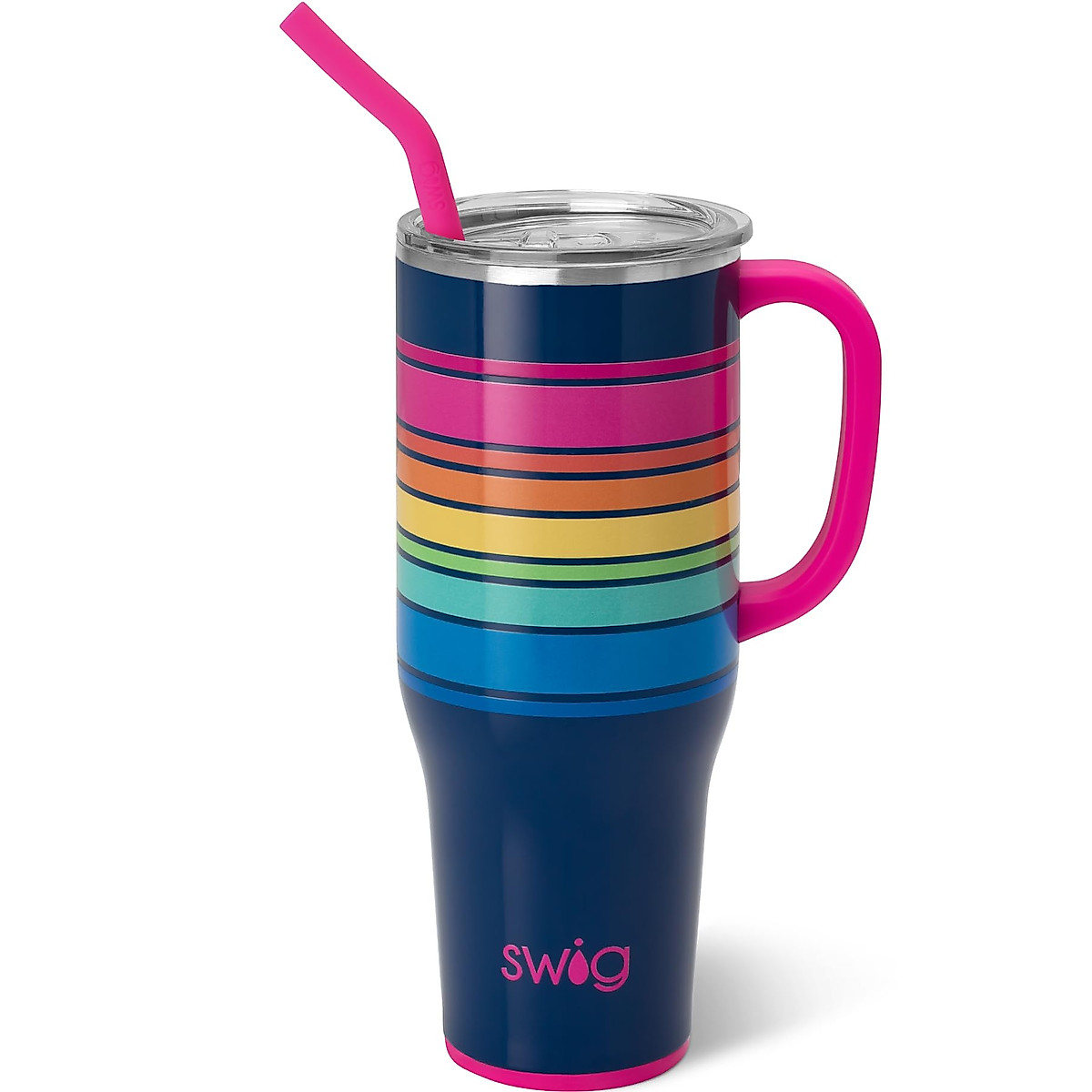 Swig Life 40oz Mega Mug, 40 oz Tumbler with Handle and Straw, Cup Holder Friendly, Dishwasher Safe, Extra Large Insulated Tumbler, Stainless Steel (Electric Slide)