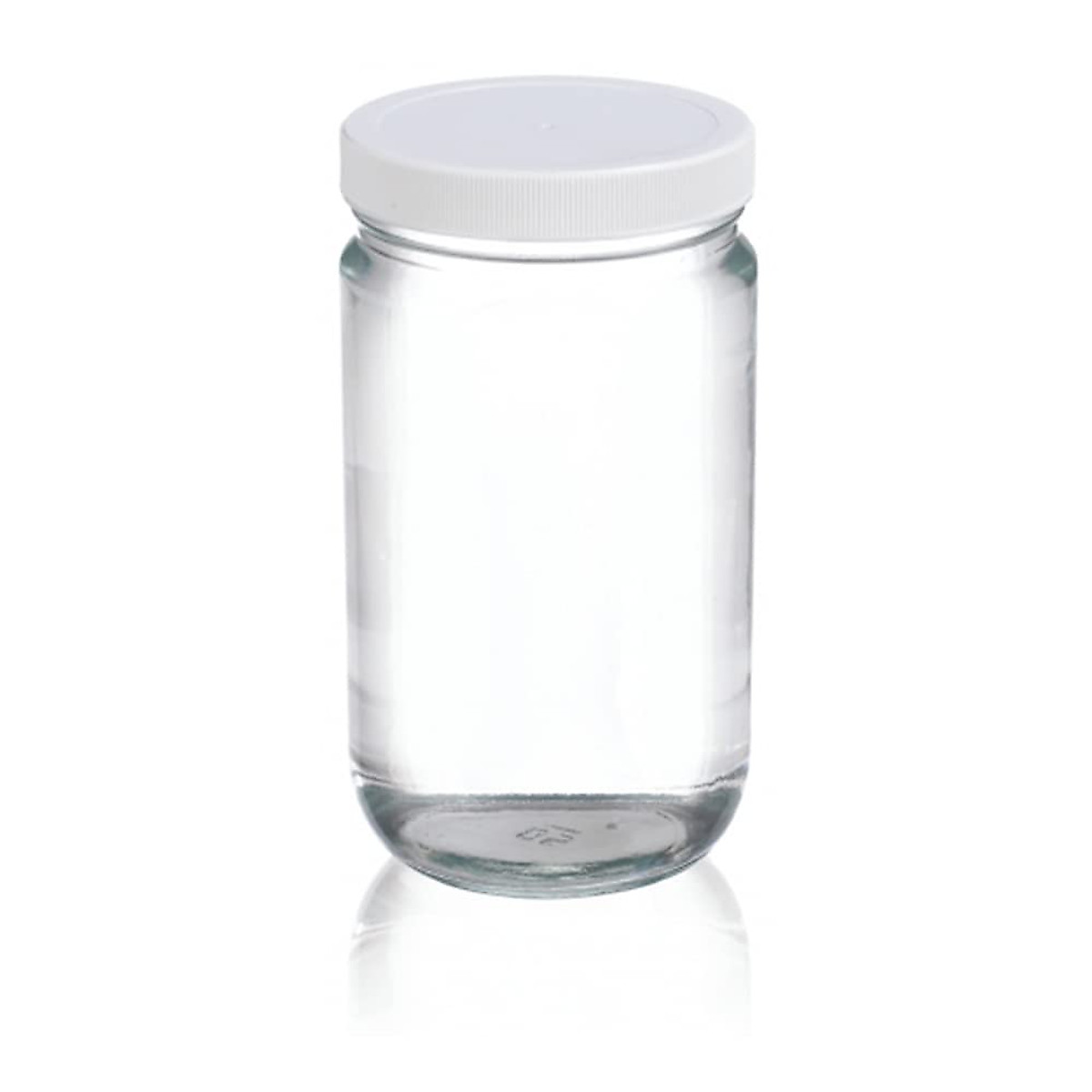 Wheaton W216904 Clear Glass 4oz Straight Sided Jar, with 58-400 White Polypropylene Poly-Vinyl Lined Screw Cap (Case of 24)