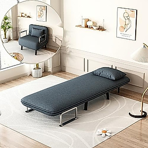 Haplized Convertible Chair Bed, Tri-Fold Sofa Bed with Adjustable Backrest & Pillow, Leisure Chaise Lounge Couch with Sturdy Steel Frame for Home & Office, Comfortable Sleeper Chair (31.5")