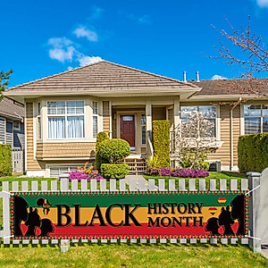 Happy Black History Month Banner for Fence African American Decoration Yard Garage Black Red Yellow Party Decorations Black Girl Holiday Deocr and Supplies