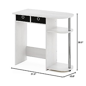 Furinno Go Green Home Laptop Notebook Computer Desk/Table with 2 Drawer Bins, White Oak/Chrome