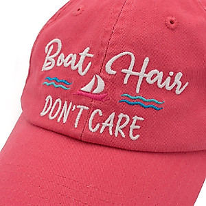 Lifecraft Boat Hair Don't Care Embroidered Washed Distressed Denim Womens Baseball Cap Cotton Dad Hat Boater Gift