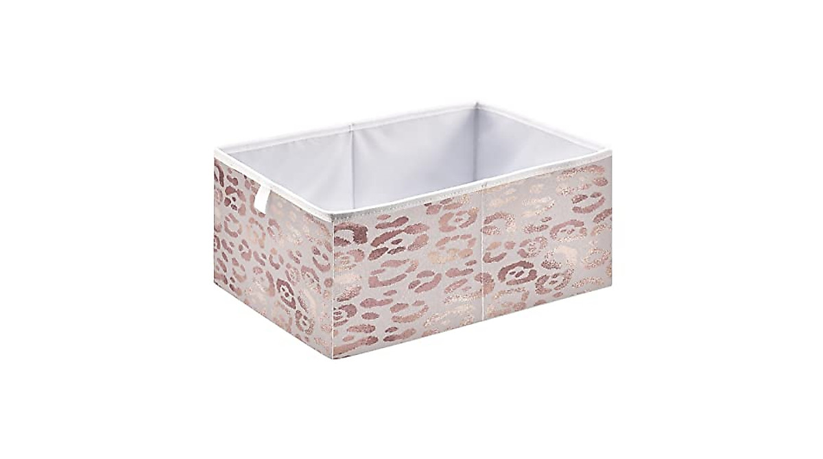 ALAZA Leopard Print Rose Gold Cube Storage Bin Organizer