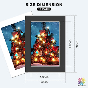 Mat Board Center, 10 Pack Pre-Cut 5x7 Picture Mats for 4x6 Photos/Prints - Acid Free, Bevel Cut, White Core, 4-Ply Thickness (White & Black)