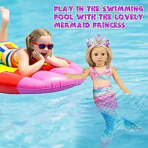 Mermaid 18 inch Doll Clothes and Doll Accessories Case Luggage Travel Play Set Include Suitcase, Dresses, Bag, Camera, Glasses, Pillow, Eyeshade Etc (No Doll)