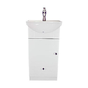 Renovators Supply Manufacturing Small Bathroom Vanity Sink Cabinet Vitreous China Sink Comes with Faucet and Drain Assembly Required Install Hardware Included