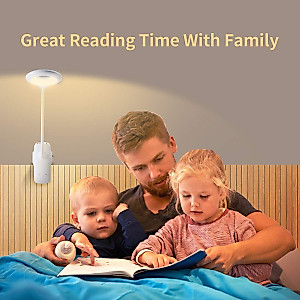 LACOKI LED Reading Light, 28 LEDs USB Rechargeable 3 Color x 3 Brightness with Safety Switch, Eye Protection Book Light for Reading in Bed, Touch Control Clip Desk Lamp (White)