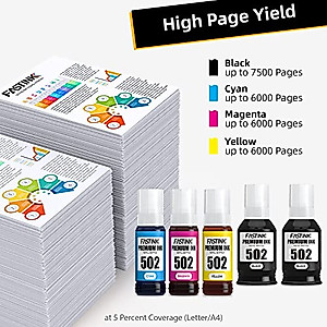 FASTINK Compatible T502 502 Refill Ink Bottles Replacement for Ecotank ET-4760 ET-ET-3760 ET-2760 ET-2750 ET-3750 ET-3710 ET-3700 ET-2700 ET-4750 ET-15000 Printer, 5-Pack
