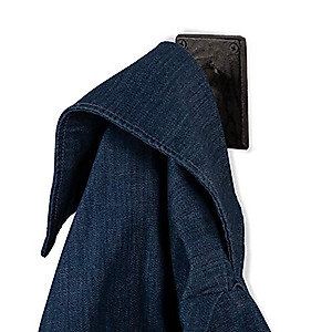 Rustic State Billow Wall Mount Cast Iron Hooks Coat Towel Bag Hat Hanger Multiuse Entryway Railroad Spike Rack Black Set of 2