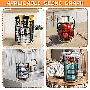 DeaLott Kitchen Utensil Holder for Countertop, 7.28'' Large Cooking Utensils Holder with Bamboo Base, Black Metal Wire Utensil Holder for Countertop, Kitchen Countertop Utensil Organizer