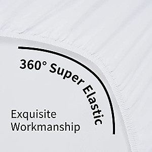 Yastouay Sheet Set, 4 Pcs Ultra Soft Bed Sheets Deep Pocket Bedding Sheets & Pillowcases Wrinkle Stain Resistant (White, Queen)