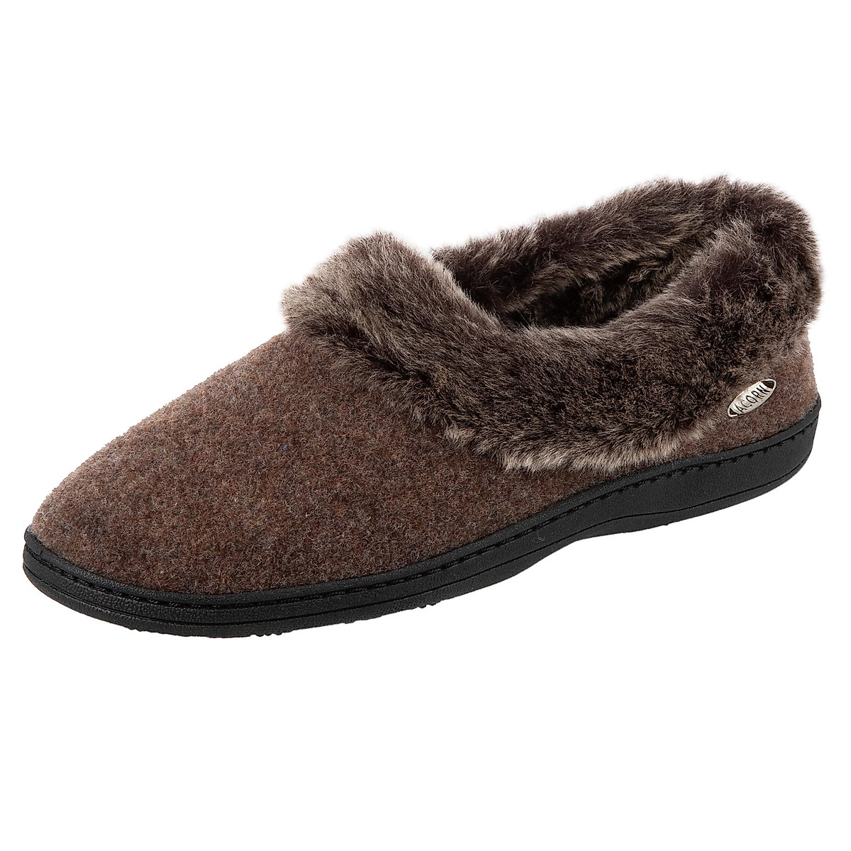 Acorn womens Chinchilla Collar Slipper, Smokey Taupe, 6.5-7.5 US