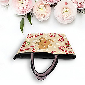 KFBE Christmas Gingerbread Women Tote Bags Snowflake Top Handle Satchel Handbags Purse Shoulder Bag for Shopping L 2080395