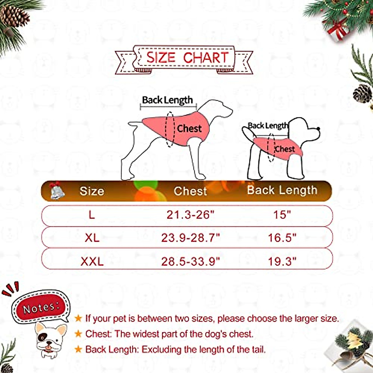 Christmas Dog Sweater Clothes, Red Reindeer Christmas Dog Jacket, Dog Winter Warm Coat, Reversible Dog Cold Weather Coat for Pet Clothes for Small and Medium Dogs