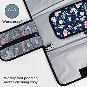 First Landings Portable Diaper Changing Pad - Convenient Travel Changing Pad and Wipe Holder - Portable Changing Pad - Navy