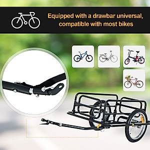 Newest Model Cargo Trailer Bike Basket Storage Travel Luggage Walking Camping Wanderer Cart Carrier 2 Wheel, Shopping Rack Bicycle Rear