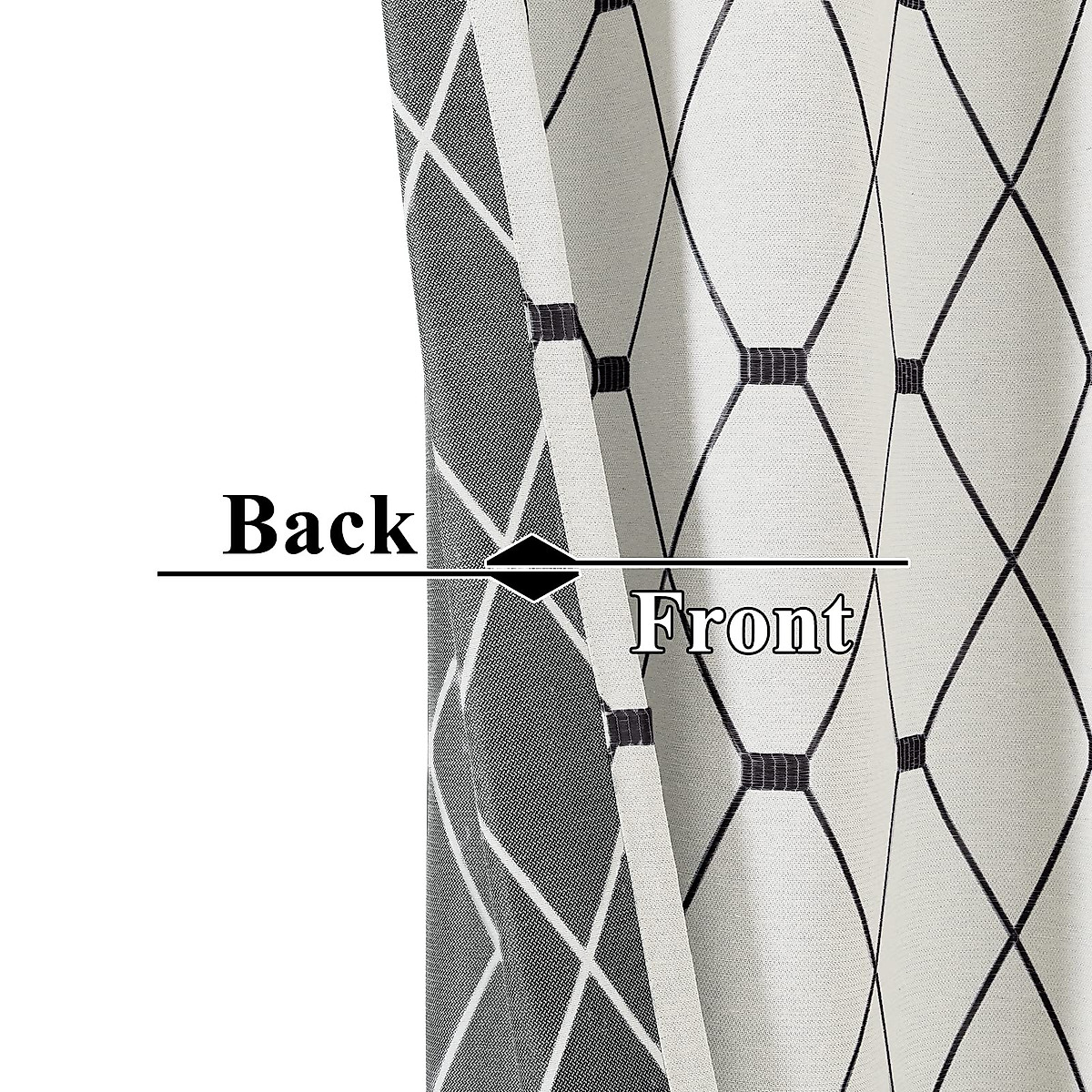 Joywell Cream Linen Textured Curtains 84 inches Long for Living Room Embroidered Farmhouse Window Curtain Grommet Drapes 2 Panels Heavy Cotton Curtains Black Checkered Pattern on Beige