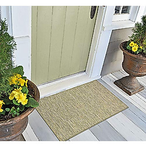 Ottomanson Machine Washable Tonal Design Jute Back 2x3 Reversible Indoor/Outdoor Area Rug for Patio, Living Room, Bedroom, Office, Dining Room, 2' x 3', Green