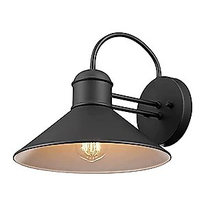 TILBEA Rustic Farmhouse Wall Sconce Outdoor Barn Gooseneck Park Light Fixture Black Matte Finish Waterproof Industrial Wall Lamp for Exterior House Patio Porch Deck