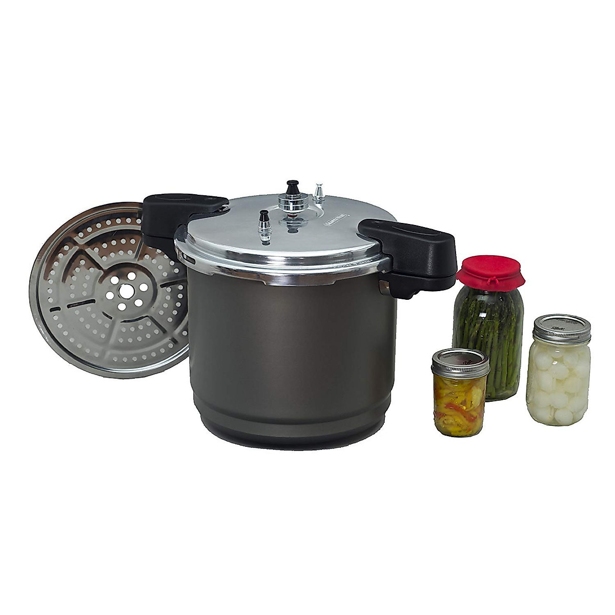 Granite Ware Pressure Canner and Cooker/Steamer, 7 Pint Jars or 8 Half-Pint Jars, 12-Quart, Black