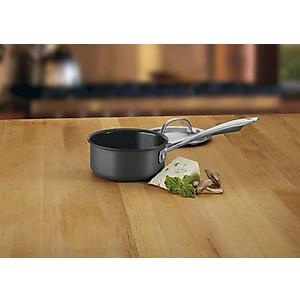 Cuisinart GG19-14 GreenGourmet Hard-Anodized Nonstick 1-Quart Saucepan with Cover, Black/Stainless