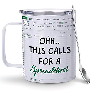 Hyturtle Accountant Gifts for Women, Men, Boss, Gifts for Accountant Coffee Tumbler Cup Mug Stainless Steel 12oz, Funny Spreadsheet Mug Gift for Accounting, Boss Coworker On Birthday Christmas