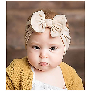 ALinmo 25 Pack Soft Wide Turban Baby Headbands with nylon Hair Bow Headwraps for Baby Girls Infants Newborn Hair Accessories Toddlers Kids and Children