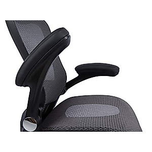 Amazon Basics Adjustable High-Back Mesh Chair with Flip-up Arms and Head Rest – Grey