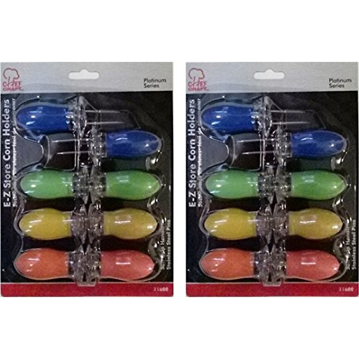 Chef Craft Interlocking Jumbo Corn Holder 4 pair (2 Packs)