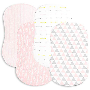 Bassinet Bed Sheets – Premium Bassinet Fitted Sheets for Halo, Mika Micky, Maxi COSI & Others - 4 Pack – 100% Jersey Knit - Bassinet Bedding for Standard Size Oval or Halo Bassinet Pads for Girls