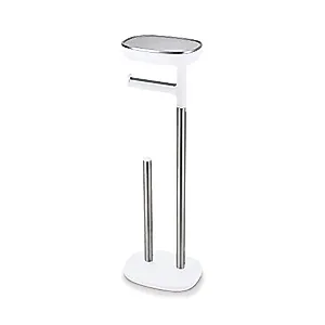 Joseph Joseph 70518 EasyStore Butler Toilet Paper Holder Stand and Spare Roll Storage with Shelf and Drawer, Stainless Steel