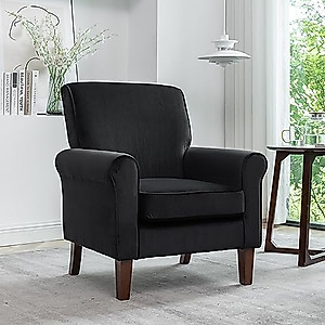US Pride Furniture Traditional Arm Chairs for Living Room, Bedroom, and Office, Accent Armchair Featuring Birch Wood Frame and Elegant Curved Armrests, Black