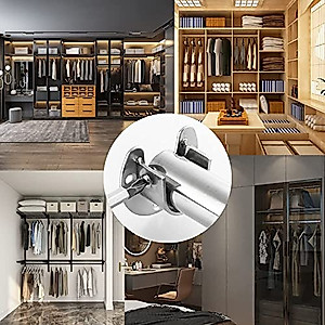 2Pcs 1" (25mm) Closet Rod Bracket with Screws, Stainless Steel U-Shaped Closet Rod End Support Flange Rod Holder, Silver