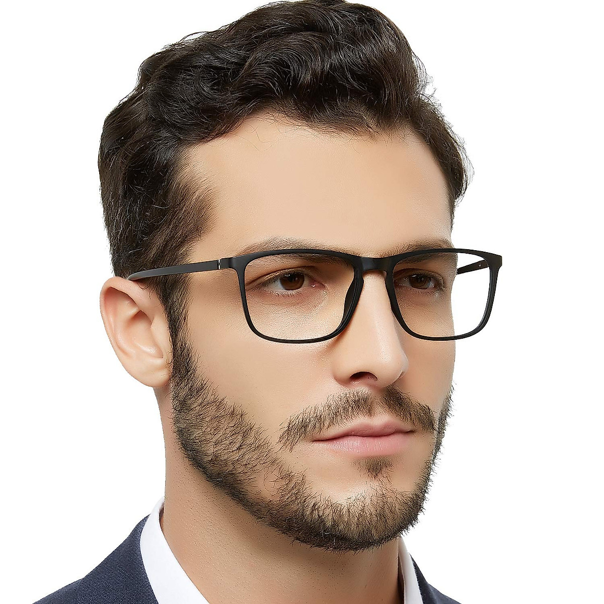 OCCI CHIARI Reading Glasses Men's Rectangle Reader Spring Hinge 1.0 1.25 1.5 1.75 2.0 2.25 2.5 2.75 3.0 3.5(Black 150)
