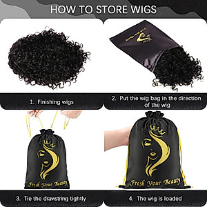 AIHOPESTO Silk Satin Bags Hair Packaging Bags For Bundles Soft Silk Satin Pouches with Drawstring Wigs Bags Hair Tools Storage Bags for Home and Salon Use (6 PCS Black)