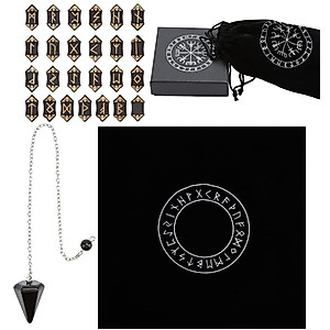 CRASPIRE Wood Rune Set Handmade Wooden Divination Tool with Altar Cloth Dedicated Storage Bag Rune Casting Witchcraft Supplies for Divination Entertainment