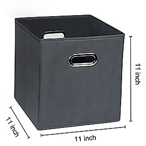 Yunkeeeper storage bins Cubes, Fabric Cube Organizer with Handle, Foldable Cube Bins for Cloth or Accessary Storage, 11x11x11, Set of 3,(Gray)