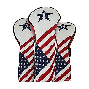 Ram Golf USA Stars and Stripes PU Leather Headcover - Driver/Wood Hybrid (Driver + #3 Wood + Hybrid)