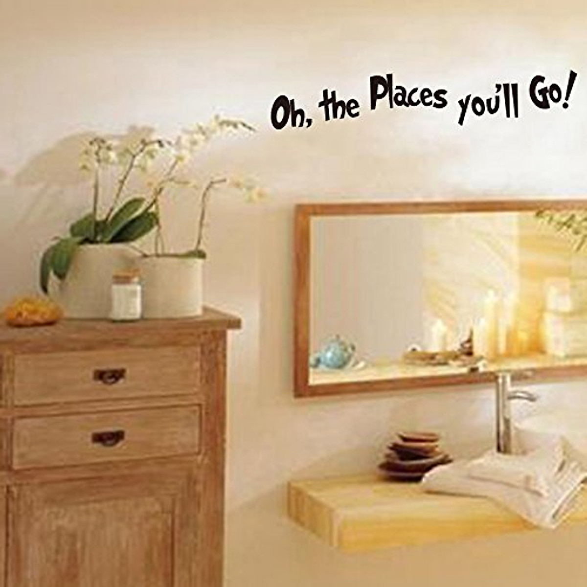 DNVEN Quotes Decals Oh The Places You'll Go Wall Stickers Removable DIY Vinyl Word Arts Murals for Children Bedrooms Family Playrooms Classrooms 35 inches x 6 inches