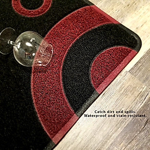Smartcatcher Mats Bullseye Anti-Fatigue Standing Kitchen Mats Cushioned, 36 X 24, Black And Red Wine
