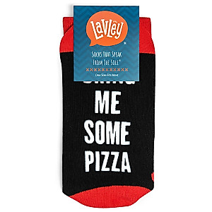 Lavley If You Can Read This, Bring Me Funny Socks - Novelty Gifts for Men, Women and Teens (US, Alpha, One Size, Regular, Regular, Pizza)