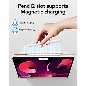 Marasone iPad Air 5th Generation Magnetic Case 2022 / iPad Air 4th 2020 Case 10.9 in Double-Layer Magnetic Folio Cover with Multiple Angles and Pencil Charging Support, Premium PU Leather（Pink）