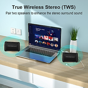 Prosonic BT3 Portable Wireless Bluetooth Speaker with 10W Stereo Sound & Bass Boost -Rich Sound & Intense Bass -Bluetooth 5.0 -Microphone -IPX5 - in & Outdoor Speaker (Black)