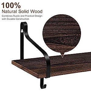 Floating Shelves Wall Mounted,100% Rustic Soild Wood Shelf Decor for Bathroom Bedroom Living Room Kitchen Office (Antique)