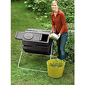 Gardeners Supply Company Compost Tumbler | Heavy Duty Outdoor Compost Bin Tumbler with Easy to Fill Sliding Door | High Volume Tumbling Composter & Organic Waste Mixer | 43-Gallons Capacity