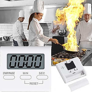 SATINWOOD Kitchen Timer, 2 Pack Digital Kitchen Timers Magnetic Countdown Timer with Loud Alarm, Big Digits, Back Stand for Cooking, Classroom, Teachers - AAA Battery Included,White