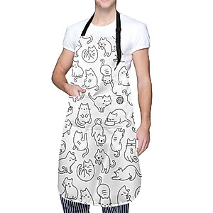 Aomacsi Cat Apron With Pockets Kitchen Bib Waterproof Stain Resistant Women Men Unisex Adjustable Christmas gift